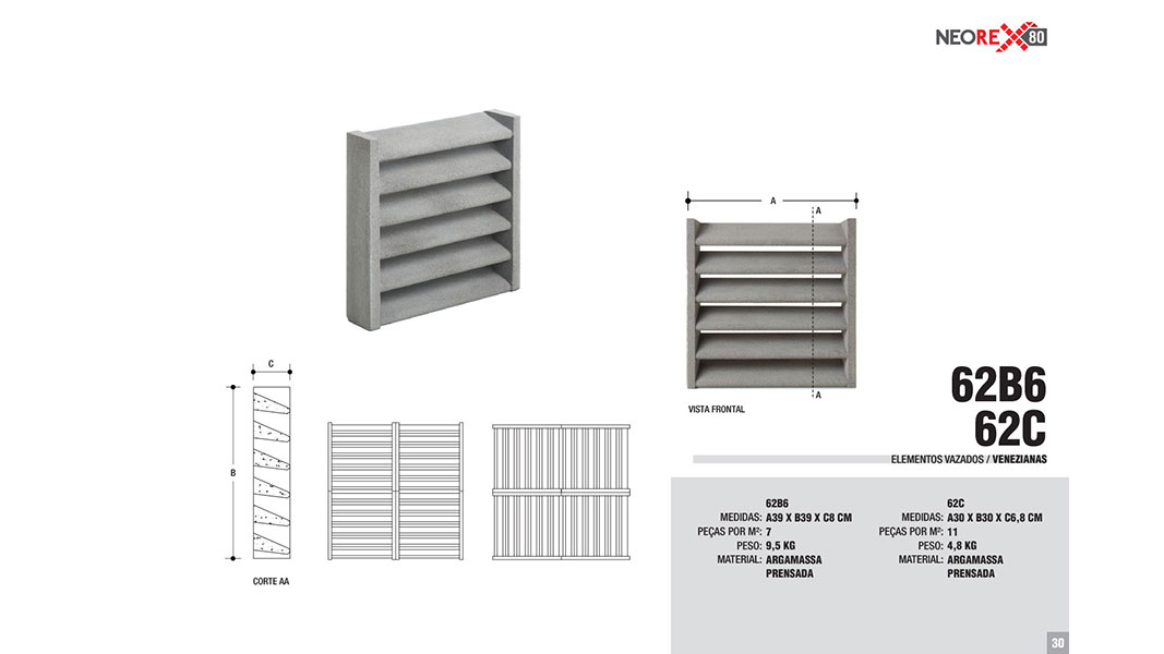 62B6 / 62C - NeoRex elementos vazados e pré-moldados