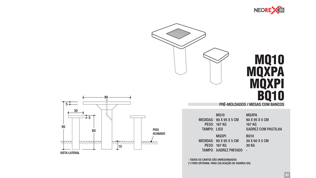 MQ10 / MQXPA / MQXPI / BQ10 - NeoRex elementos vazados e pré-moldados